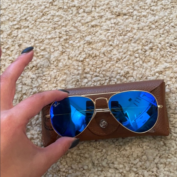 Ray-Ban | Accessories | Ray Ban Blue Reflective Aviators | Poshmark